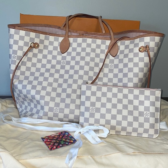Louis Vuitton | Bags | Louis Vuitton White And Tan Checkered Tote ...